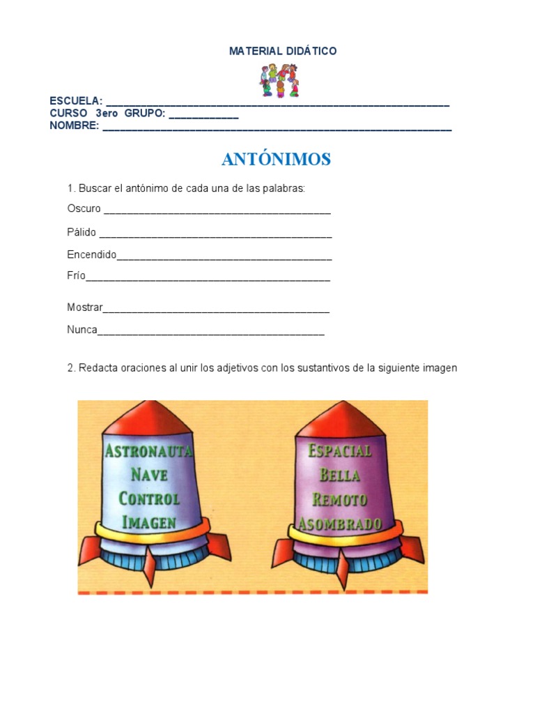 Esp - Antónimos, Sustantivos y Adjetivos | PDF | Relaciones personales ...