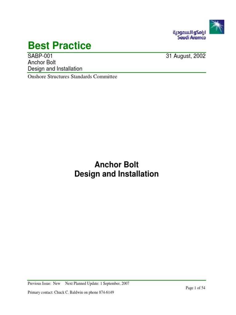 Anchor Bolt Design and Installation | PDF