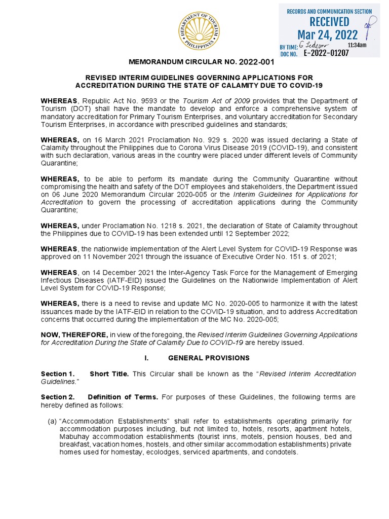 Revised Interim Guidelines Governing Applications For Accreditation ...