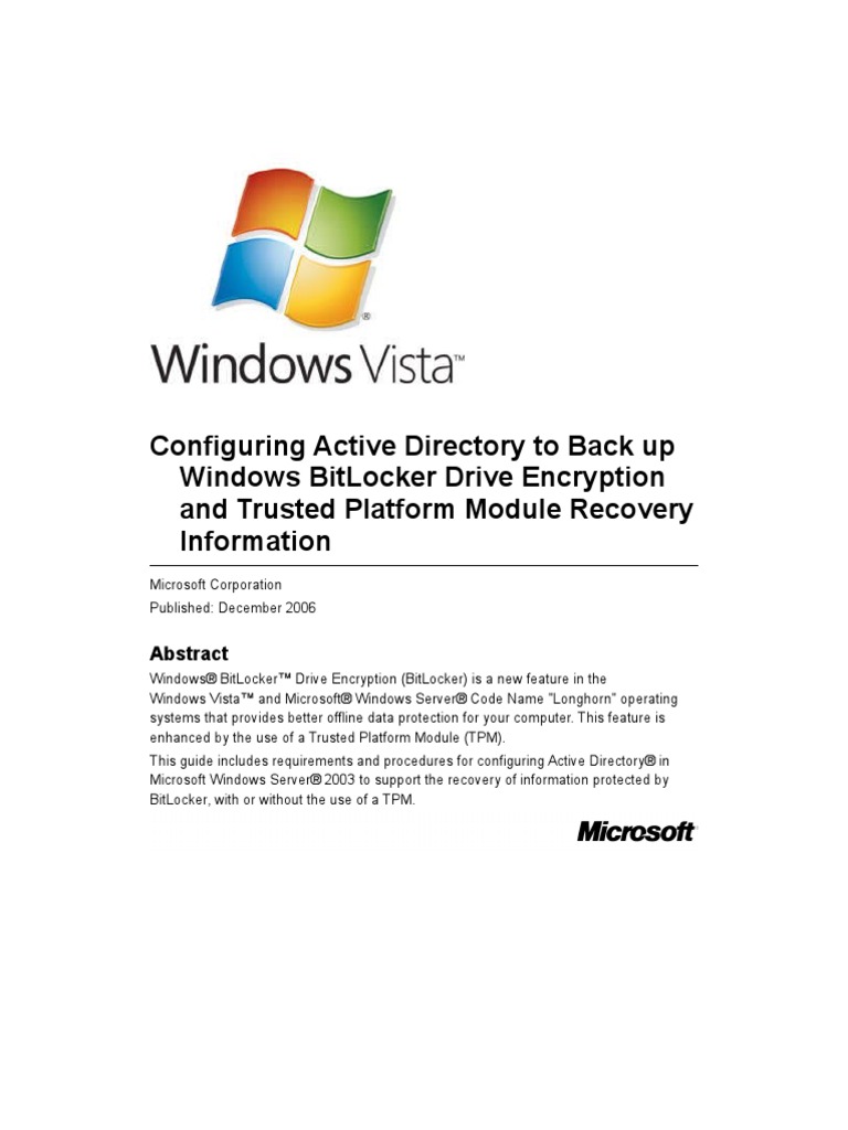 Configuring Active Directory To Back Up Windows BitLocker Drive ...