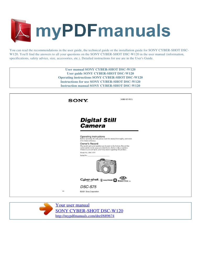 user-manual-SONY-CYBER-SHOT DSC-W120-E | PDF