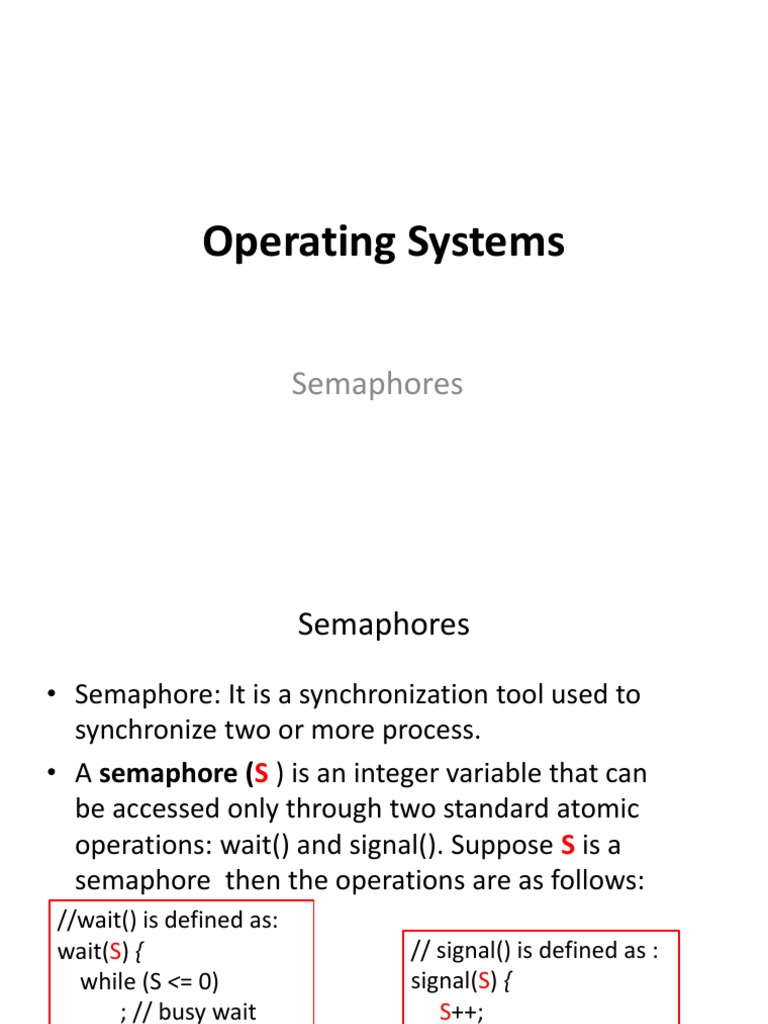 Operating Systems Semaphores Pdf Computer Programming Computer Engineering 0454