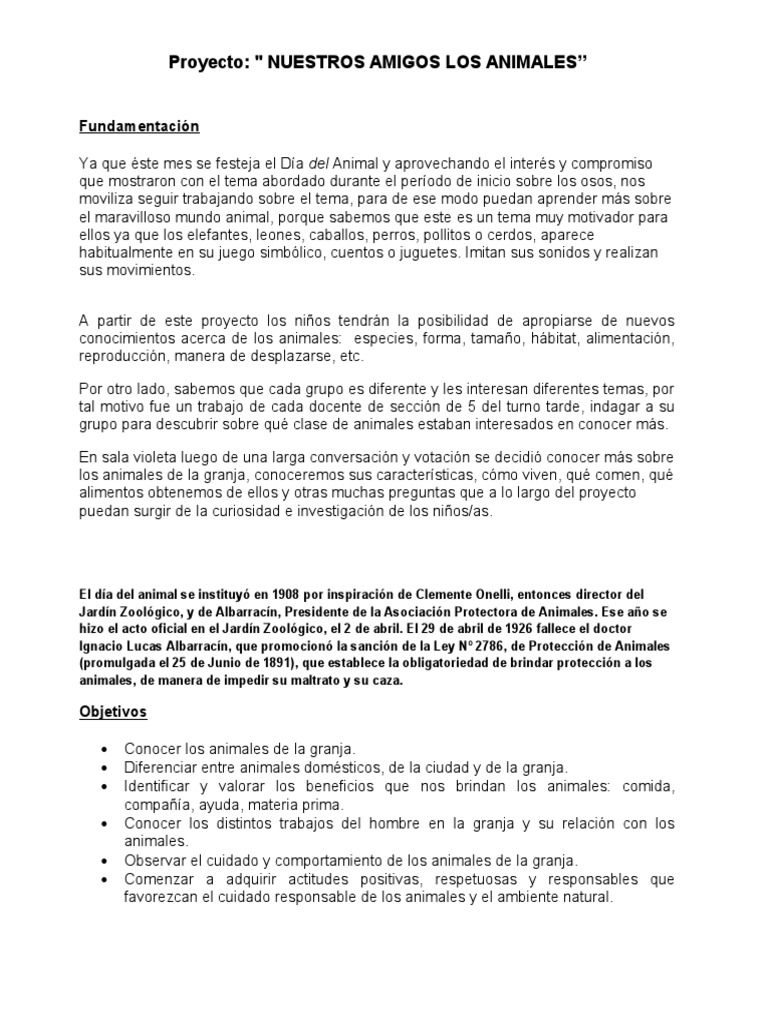 Proyecto ANIMALES 2022 | PDF | Ciencias sociales | Ficción general