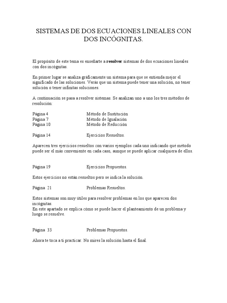 Sistemas de Dos Ecuaciones Lineales Con | PDF