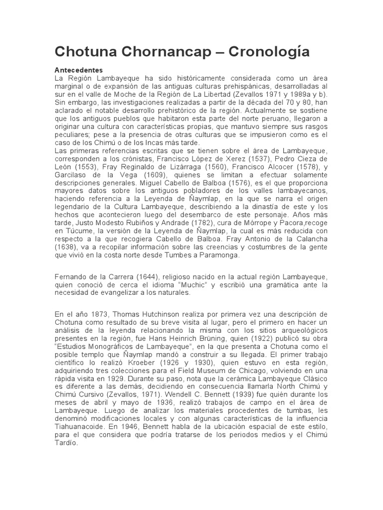 Cronología del Complejo Chotuna-Chornancap | PDF | Perú | Andes