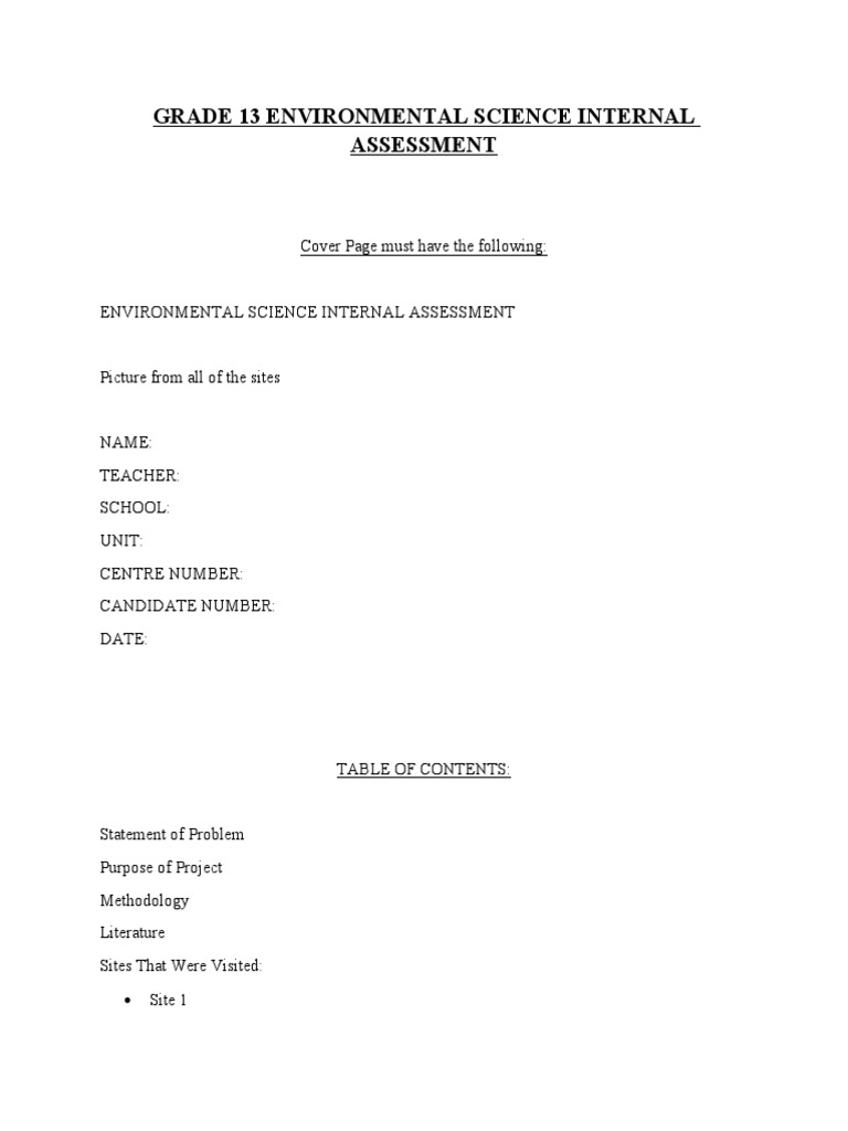 Environmental Science Internal Assessment | PDF | Laboratories | Soil