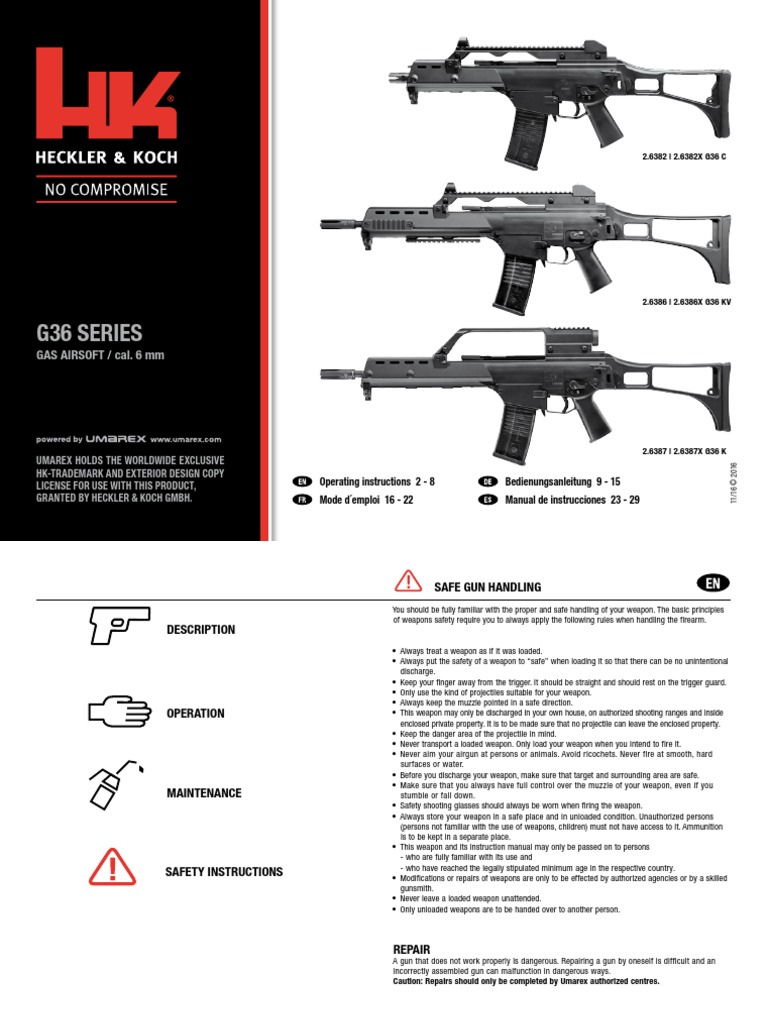 G36 Series: GAS AIRSOFT / Cal. 6 MM | PDF | Trigger (Firearms ...