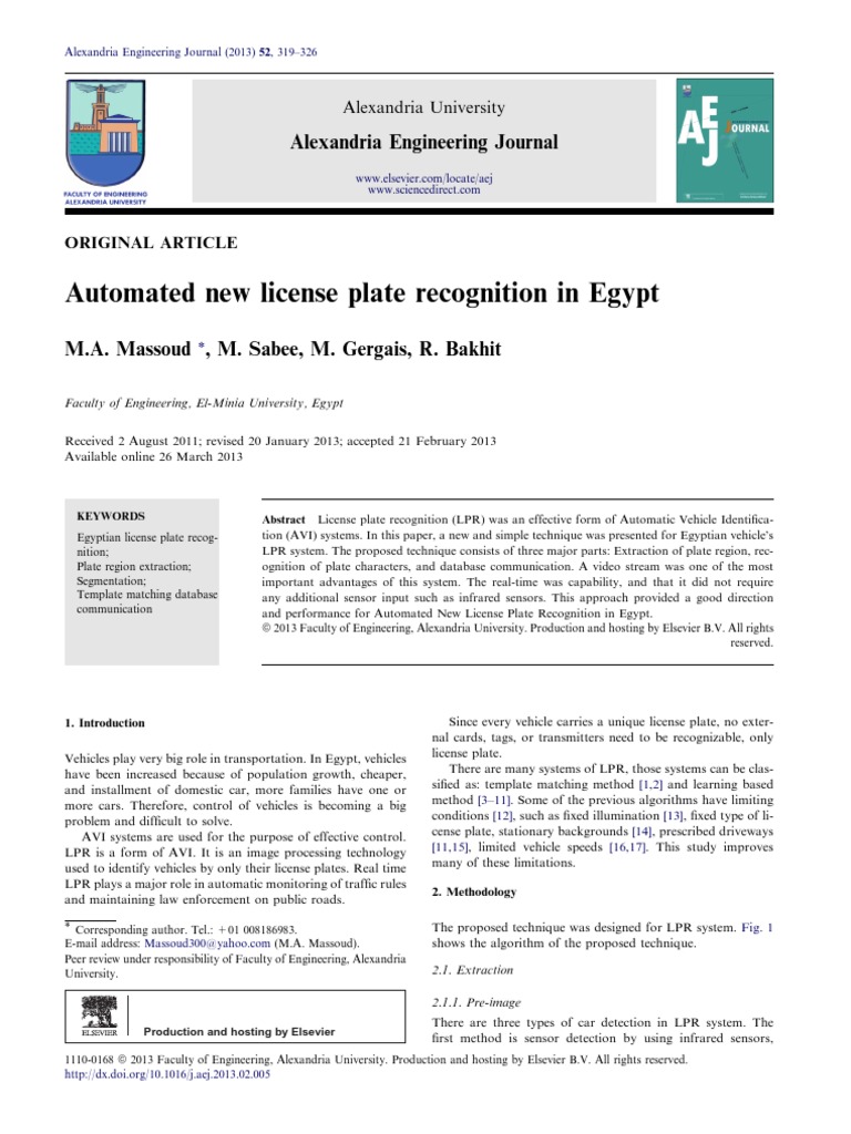 Automated New License Plate Recognition in Egypt | PDF | Image ...
