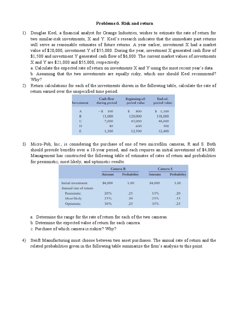 Investment Risk and Return Analysis Guide | PDF | Investing | Risk