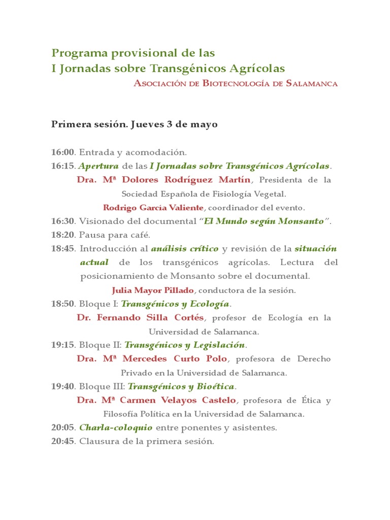 Programa Jornadas | PDF | Biología | Ciencias de la vida