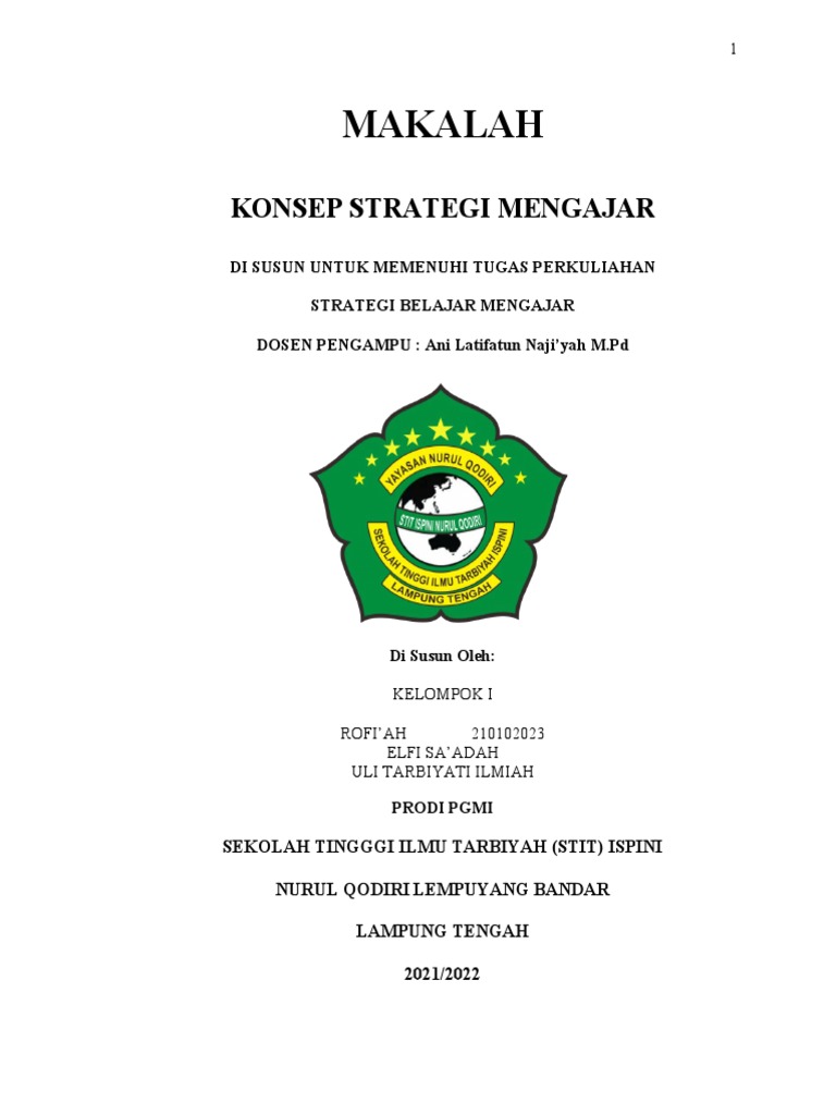 Makalah Strategi Pembelajaran | PDF