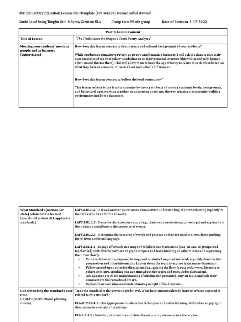 Isabel Howard Lesson Plan Template Rev Apr172019 MJB | PDF ...