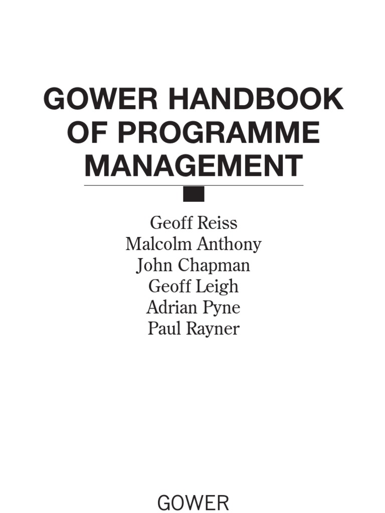 Gower Handbook of Programme Management Intro | PDF | Project Management ...