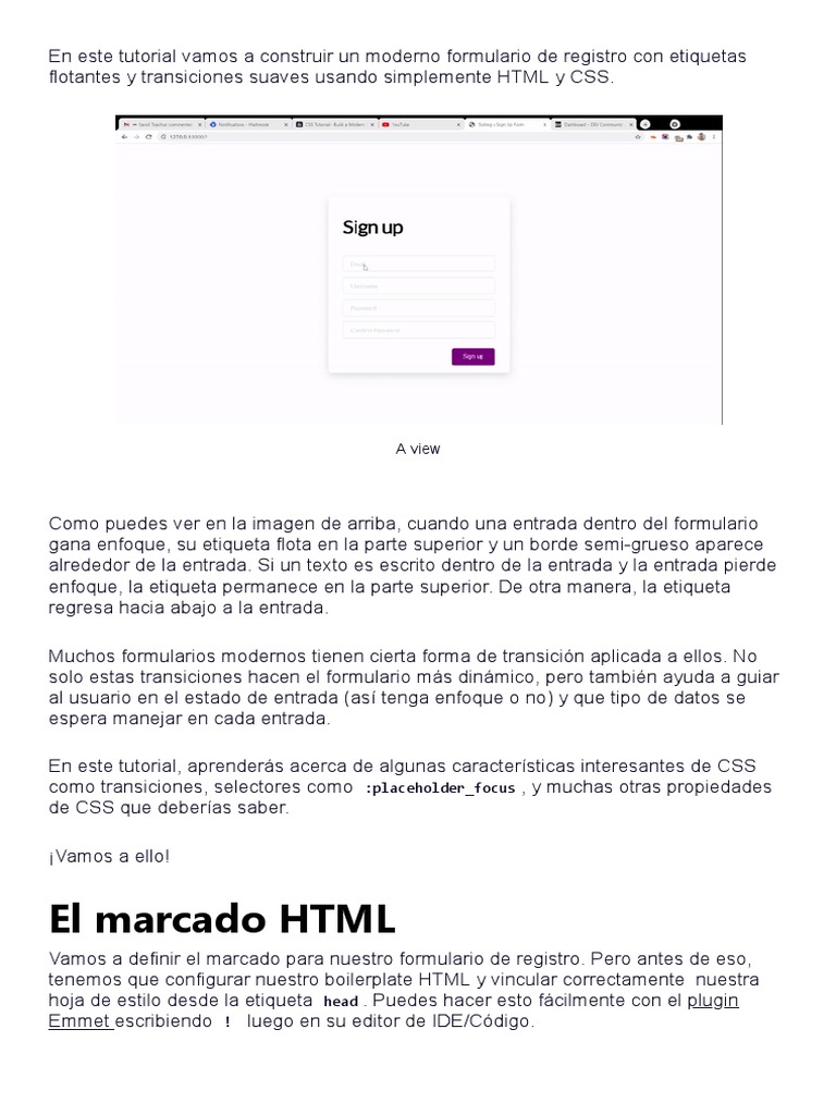 Como Construir Un Formulario de Registro Con Etiquetas Flotantes y ...