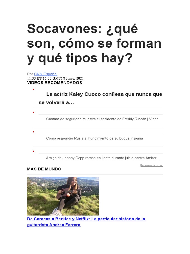 Tipos y formación de socavones | PDF | Ciencias de la Tierra