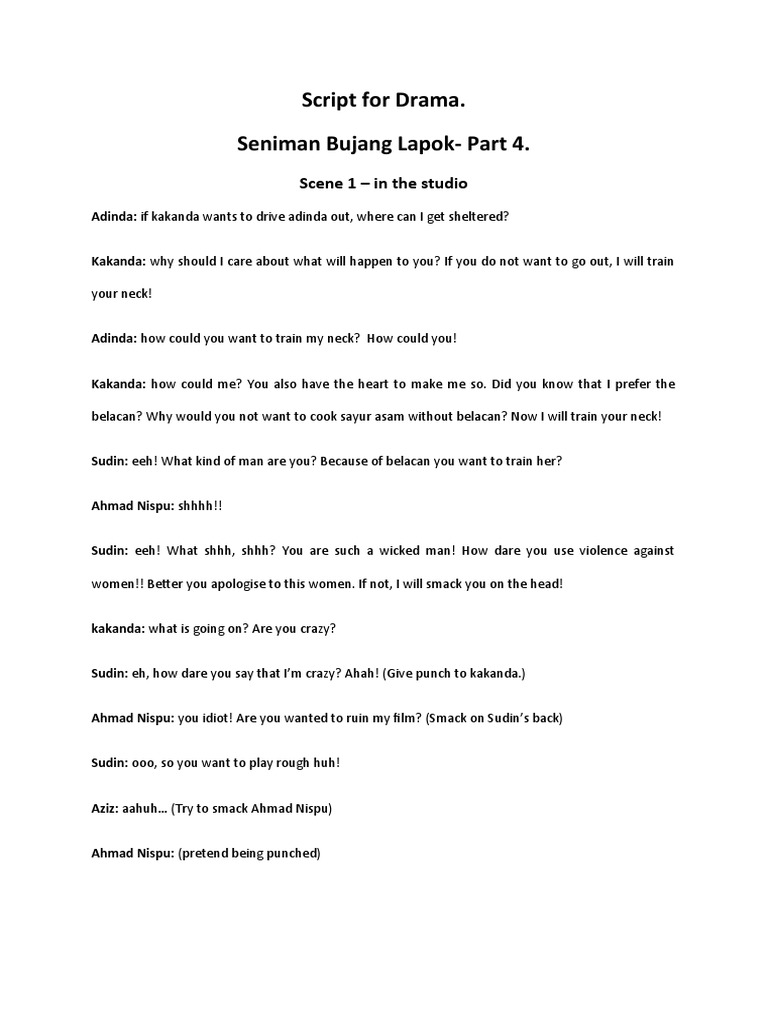 Script For Drama. Seniman Bujang Lapok-Part 4.: Scene 1 - in The Studio ...