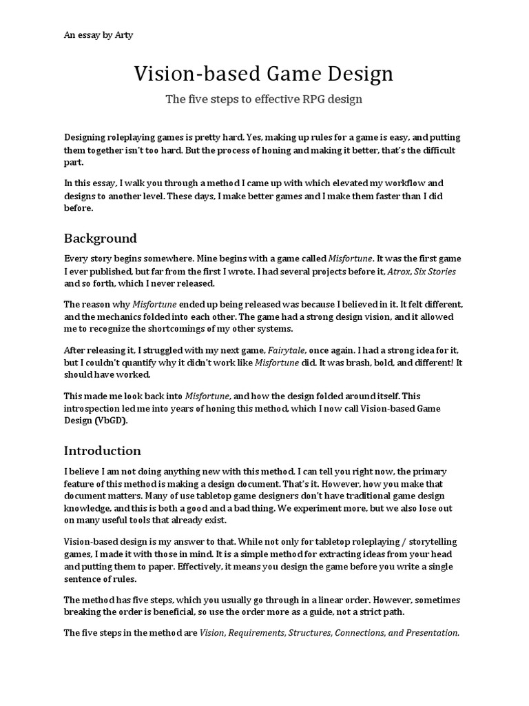 Vision Game Design | Download Free PDF | Goal | Happiness