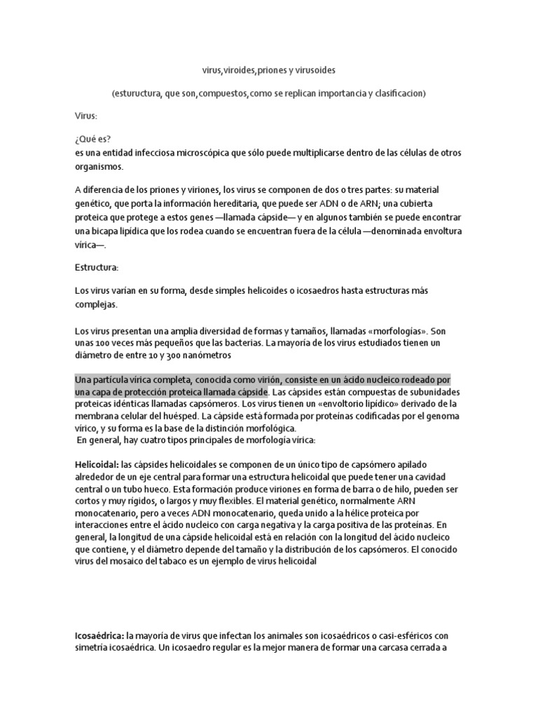 Estructura y clasificación de virus y viroides | PDF | Virus ...