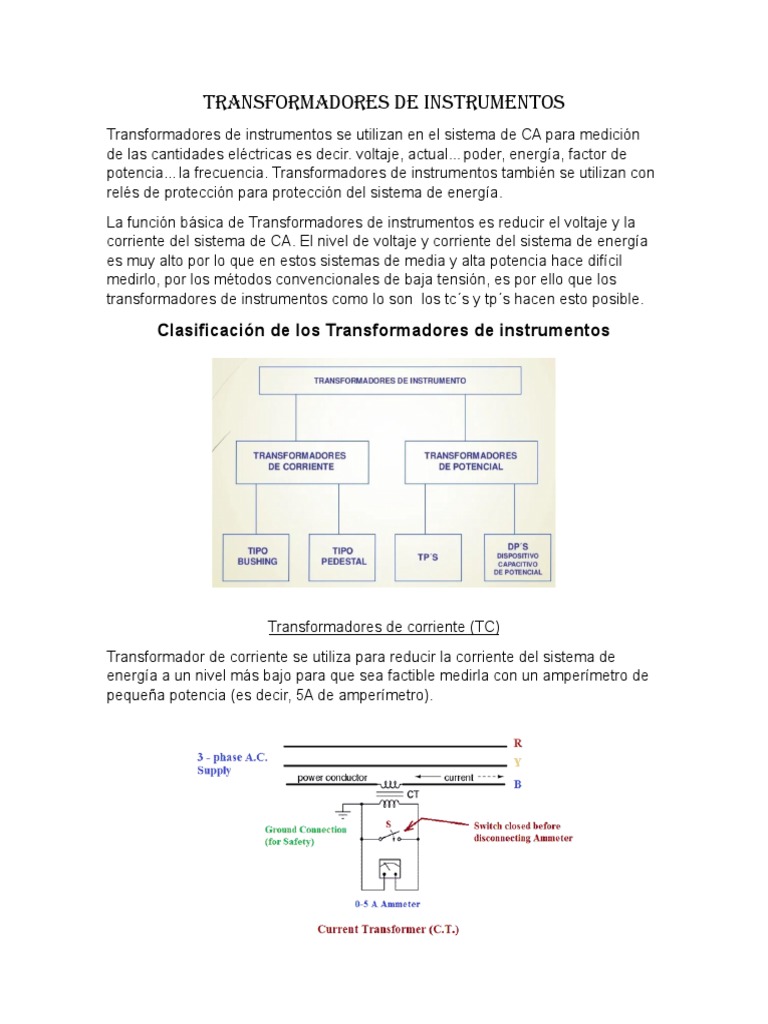 Transformadores de Instrumentos | PDF | Transformador | Corriente eléctrica