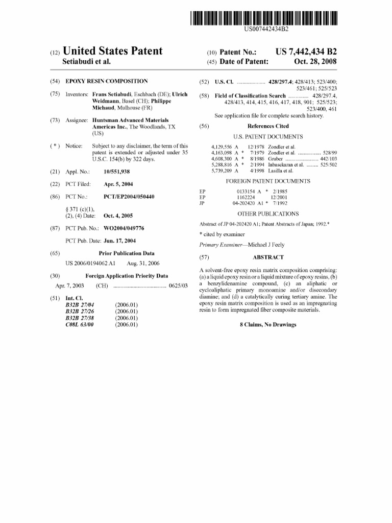 United States Patent (10) Patent No.: US 7.442.434 B2 | PDF | Epoxy ...