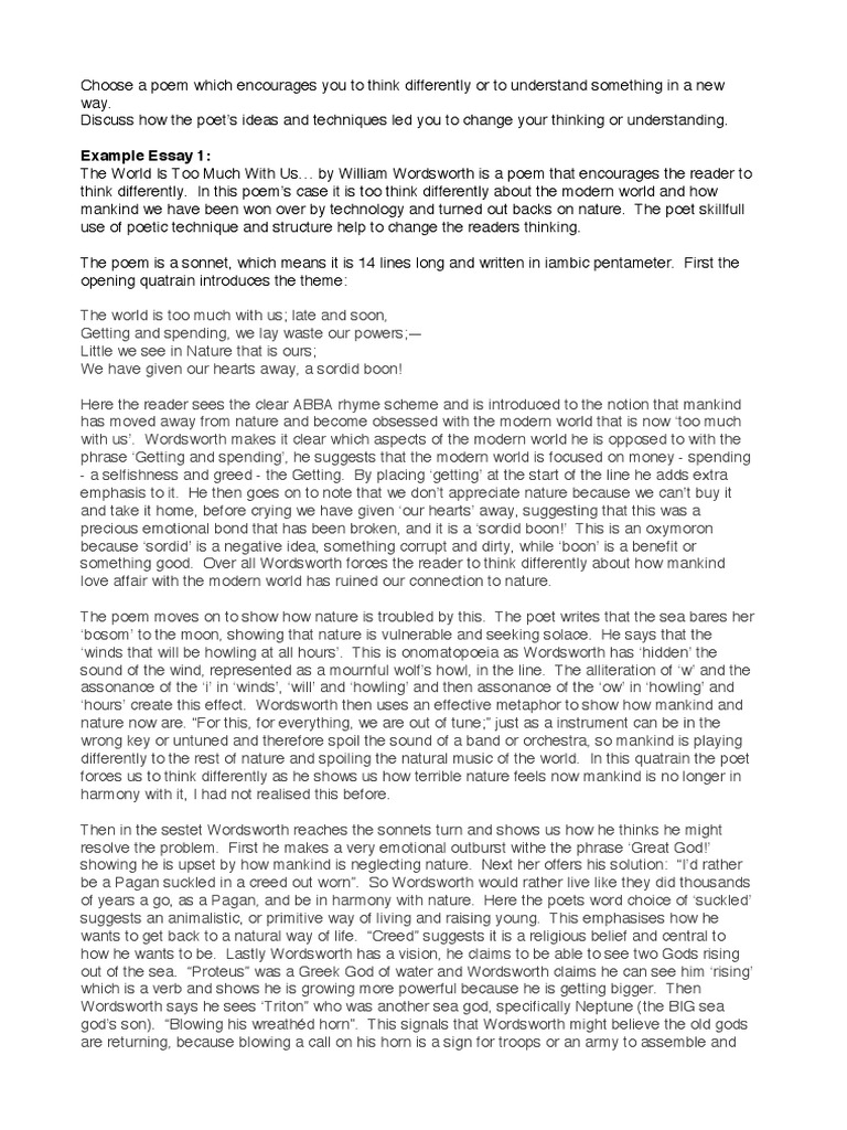 Analyzing Wordsworth's Sonnet | PDF | Poetic Form