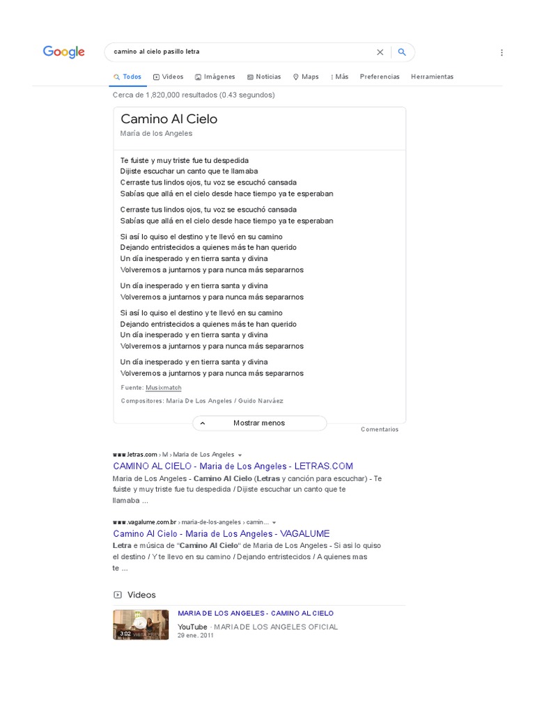 Camino Al Cielo Pasillo Letra - Buscar Con Google | PDF | Letra