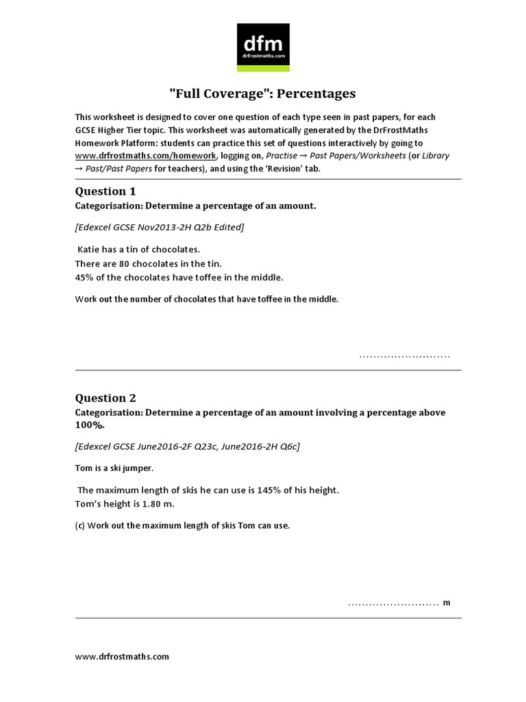 "Full Coverage": Percentages: (Edexcel GCSE Nov2013-2H Q2b Edited ...