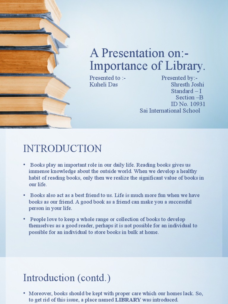 A Presentation On Importance of Library | PDF