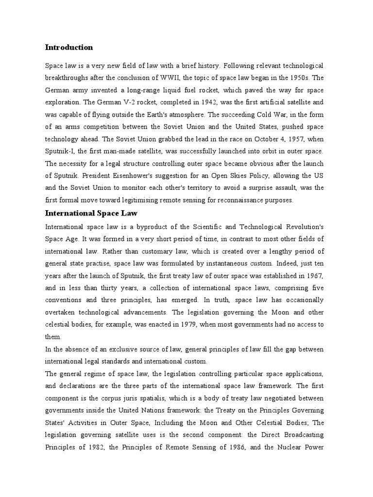 Overview of International Space Law | PDF | Remote Sensing | Satellite