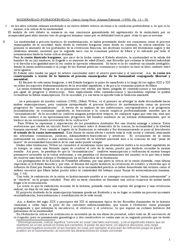 MODERNIDAD Pico | PDF | Jean François Lyotard | Karl Marx