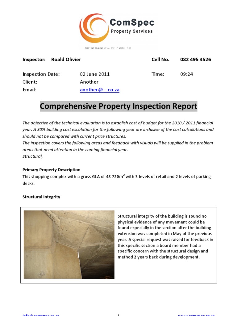 04-ComSpec Property Inspection Report - Sample | PDF | Plumbing | Roof