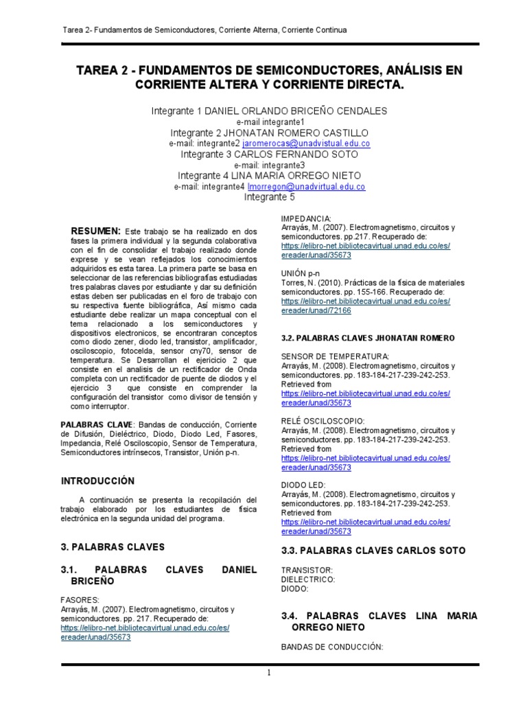 Tarea 2 Fisica Electronica Trabajo Final IEEE | PDF | Rectificador | Electrónica