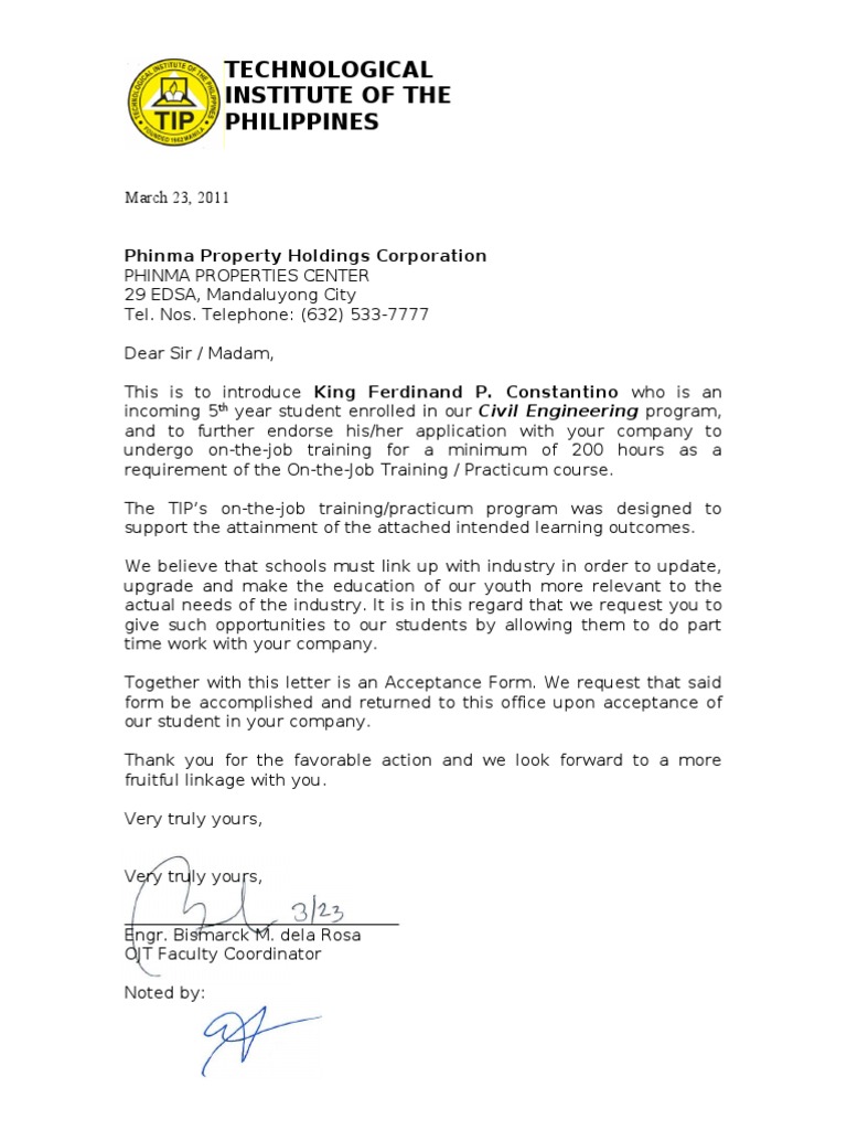 Endorsement Letter | PDF