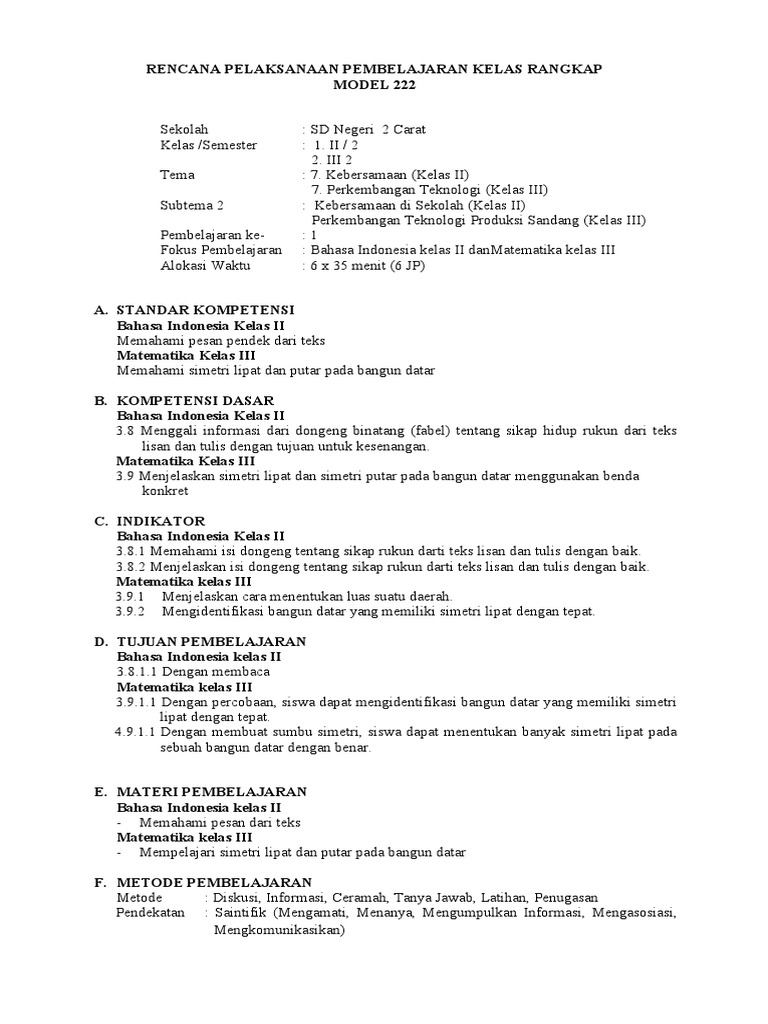 RPP Kelas Rangkap | PDF