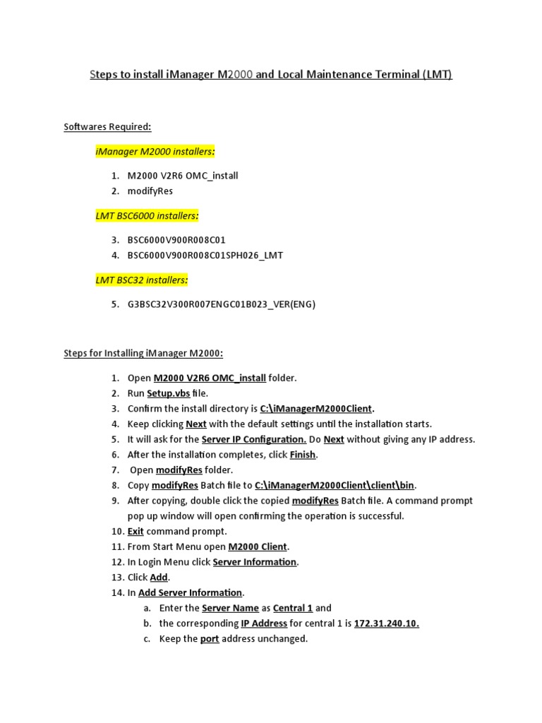 Steps To Install M2000 & LMT | PDF | Computer File | Command Line Interface