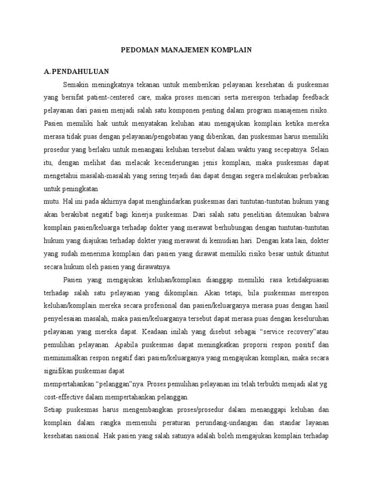 Panduan Manajemen Komplain | PDF
