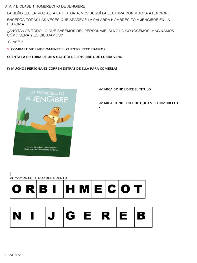 Actividades de Lectura: Hombrecito de Jengibre | PDF