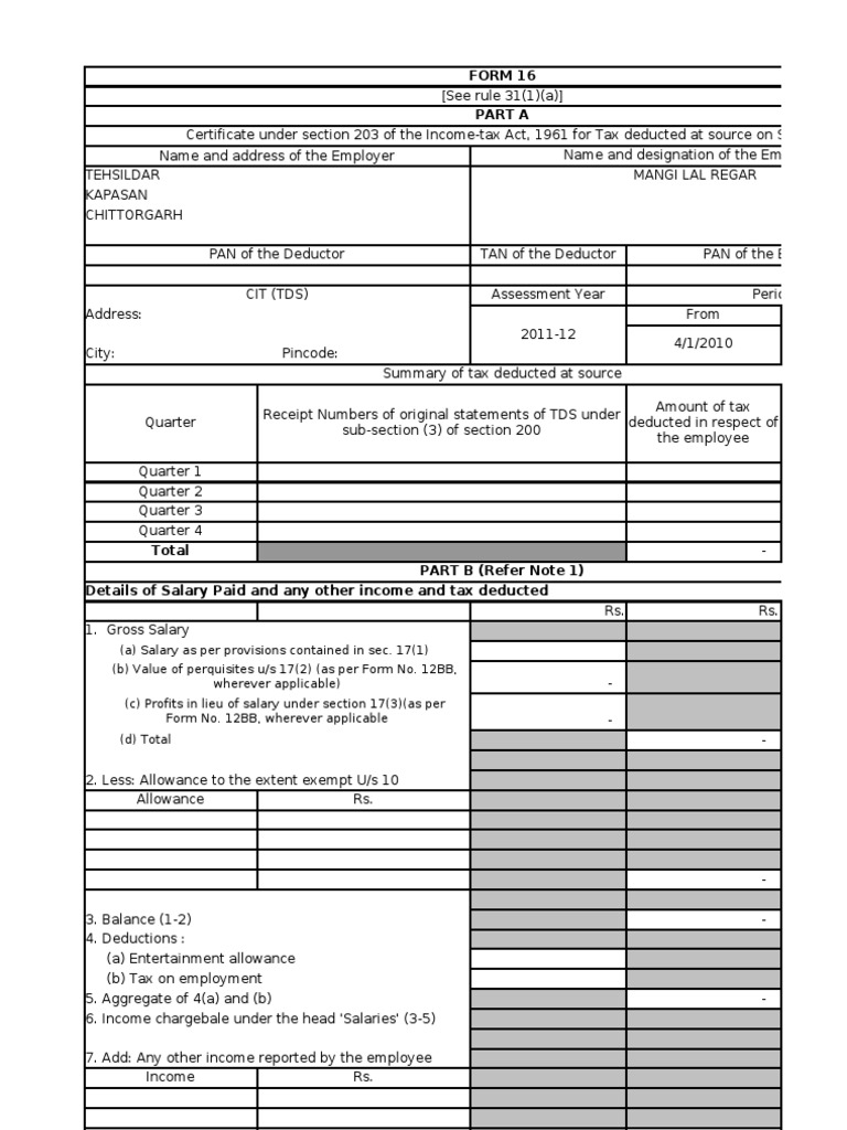Form 16 Part A: WWW - Taxguru.in | PDF | Employee Benefits | Taxes