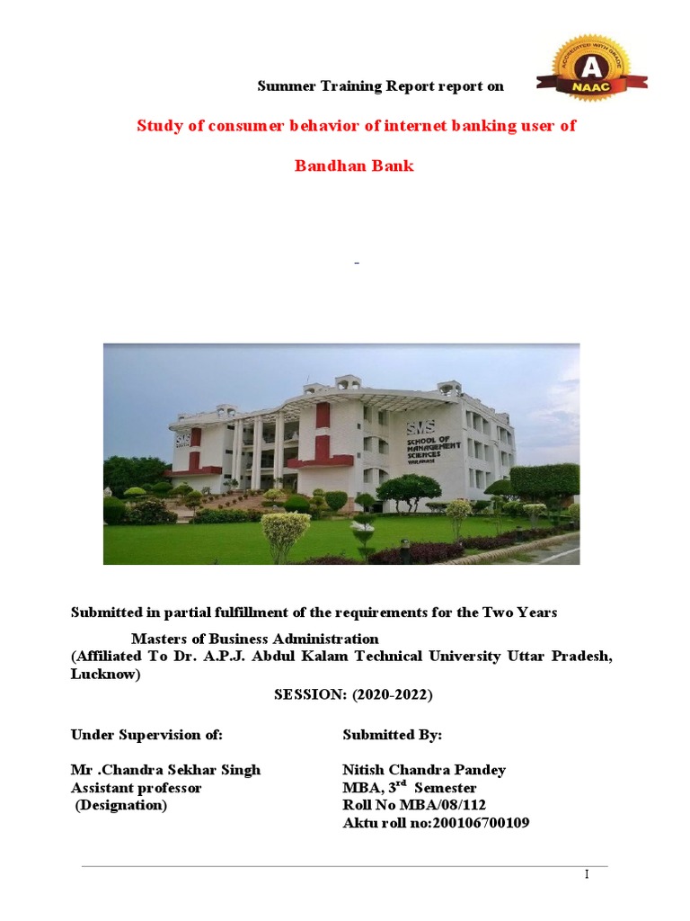 Bandhan Bank Mini Project by Nitish | PDF | Banks | Banks & Banking