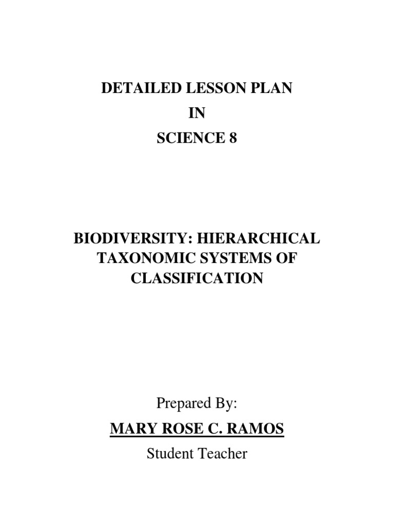 DETAILED LESSON PLAN Hierachical System Classifications | PDF ...