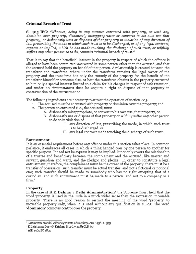 Criminal Breach of Trust | Trust Law | English Trust Law