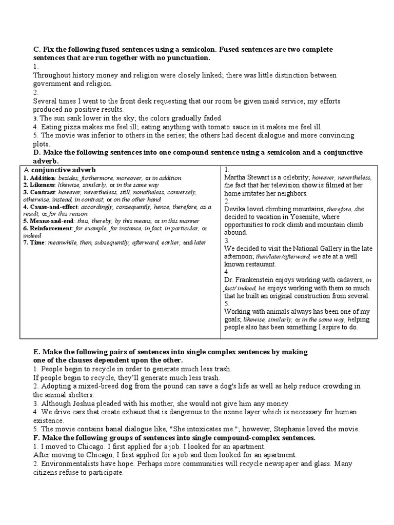 Advanced Sentences | PDF