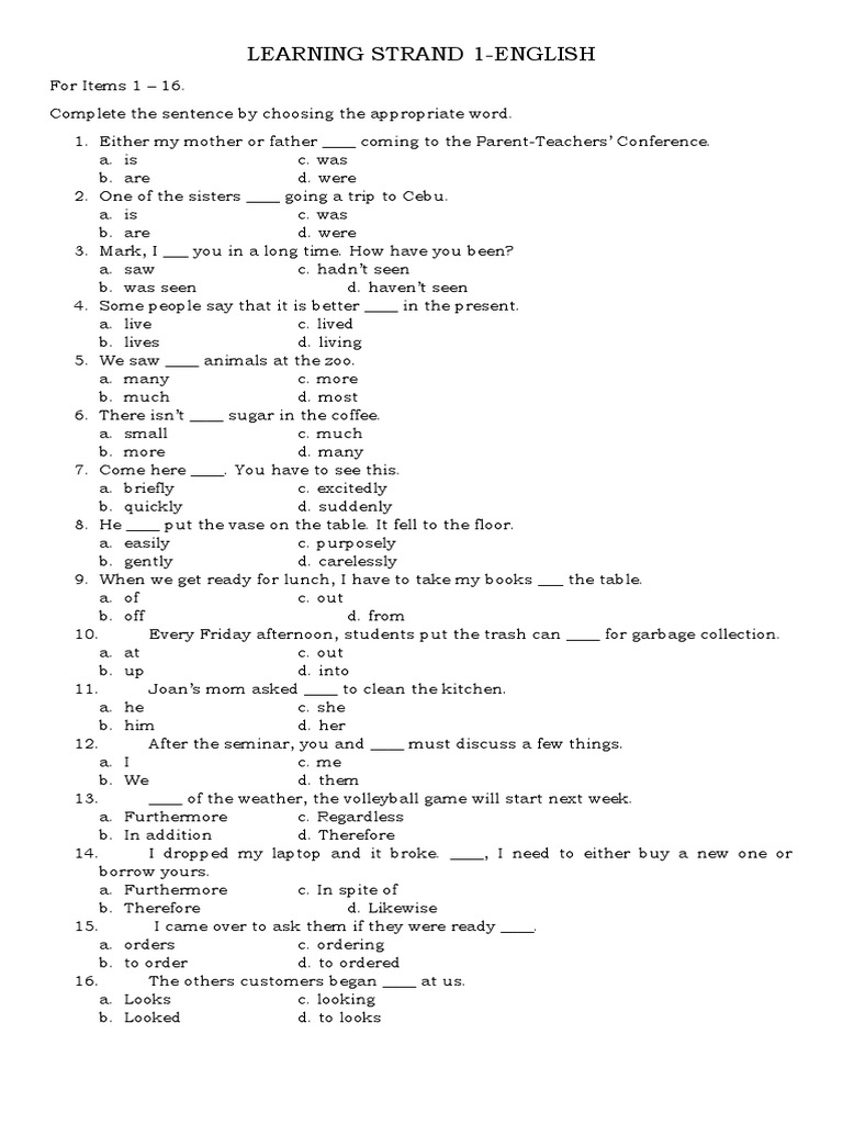 Learning Strand 1-English | PDF