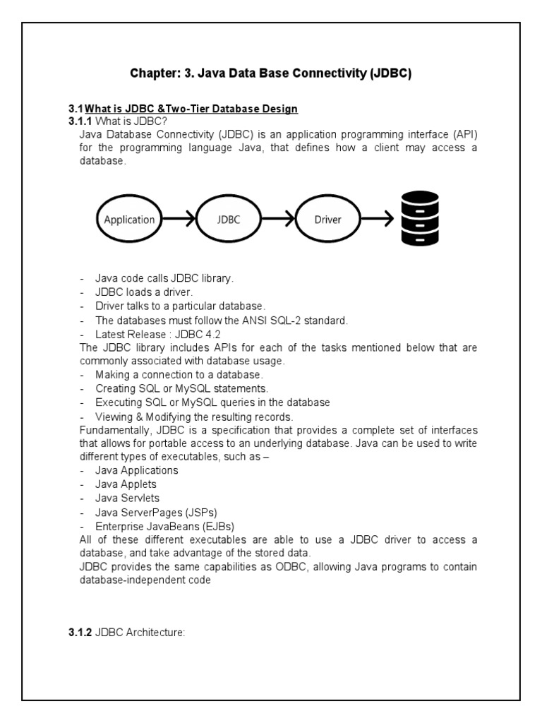 Chapter: 3. Java Data Base Connectivity (JDBC) : 3.1what Is JDBC &Two-Tier Database Design 3.1.1 ...