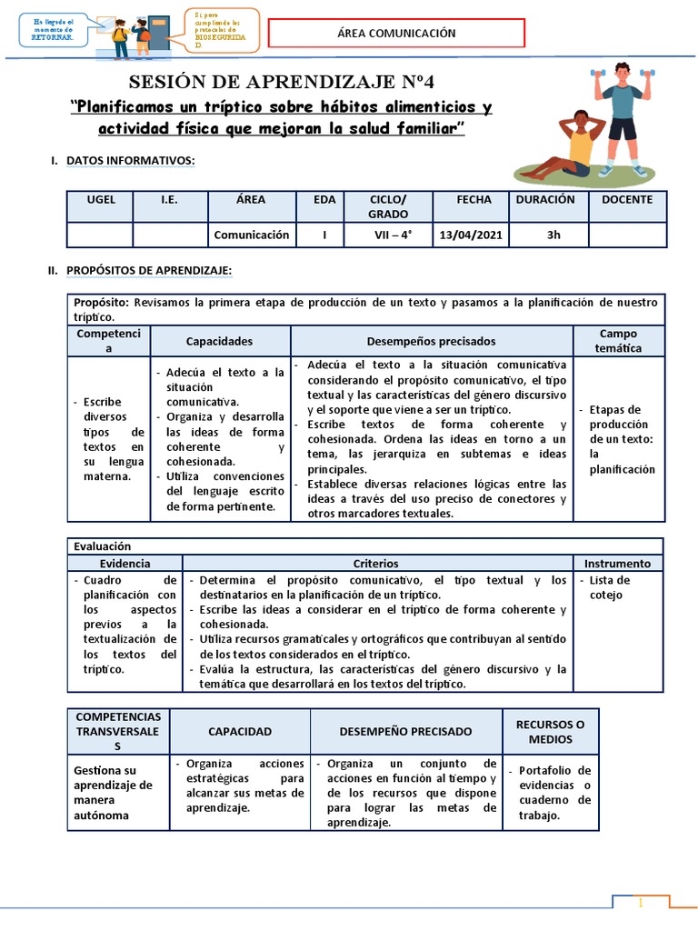 4° Sesión de Aprendizaje Sesion 4-Sem.2-Exp.1-Com | PDF | Aprendizaje | Planificación
