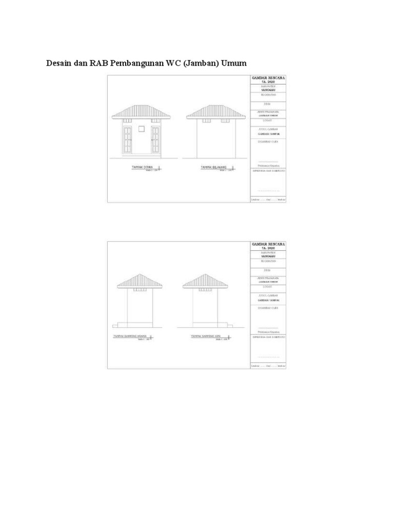 RAB Pembangunan WC Umum 2020 | PDF