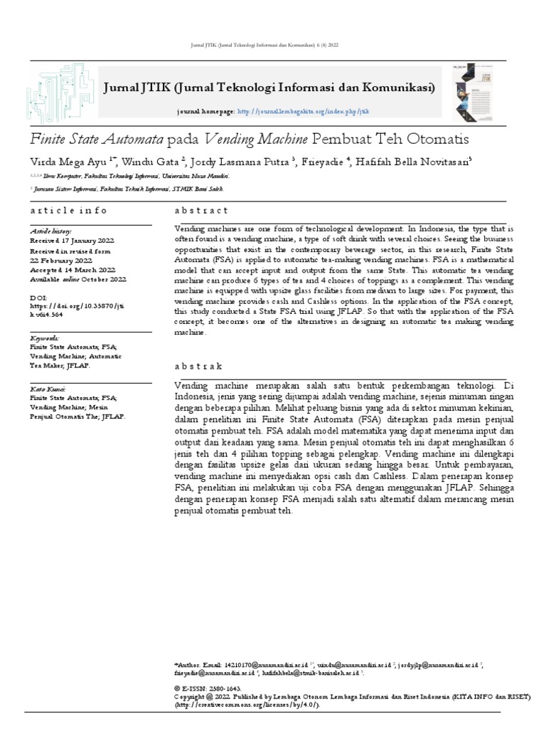 Penerapan Finite State Automata Pada Vending Machine Pembuat Teh ...