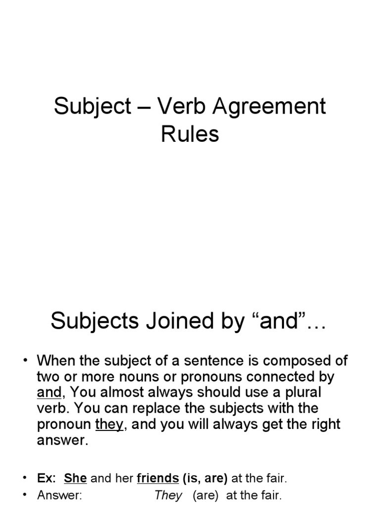 Subject-Verb Agreement Rules for Grade 2 | PDF | Grammar | Grammatical ...