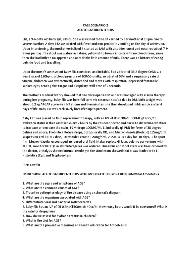 Acute Gastroenteritis with Moderate Dehydration and Intestinal ...