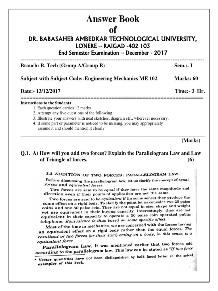 Answer Book Of: Dr. Babasaheb Ambedkar Technological University | PDF ...